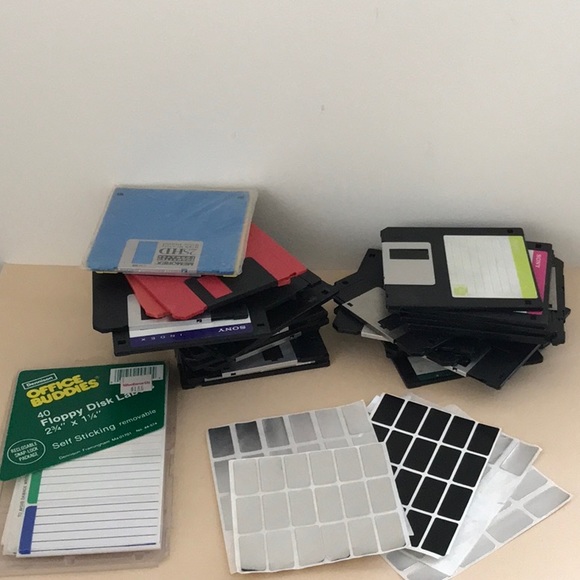 Media | Floppy Disks 35 Vintage Red Yellow Black Blue 63 Sticky Labels ...